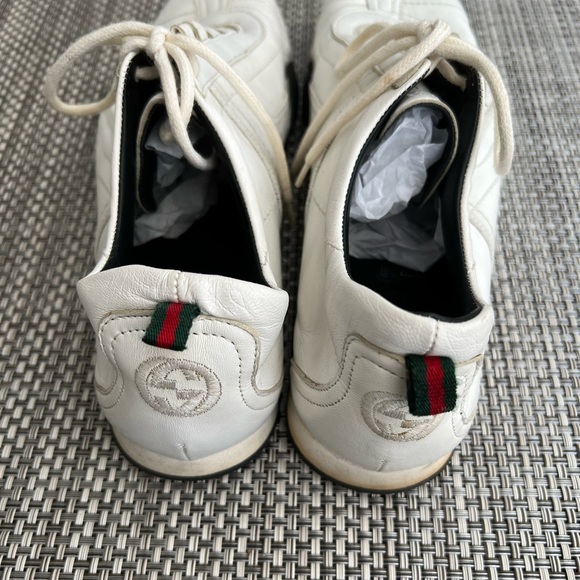 Gucci | Shoes | Mens Gucci White Leather Sneakers | Poshmark